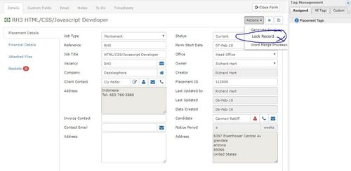 Lock Down Placement Records & how to use it
